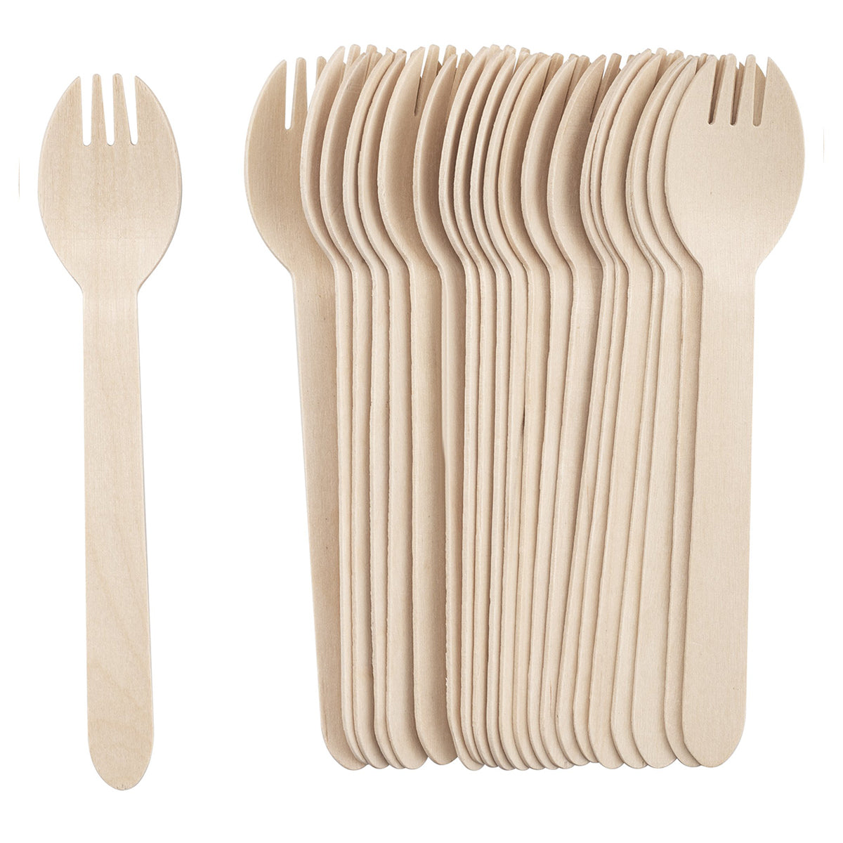 Disposable Wooden Small Spork 14cm Pack of 100